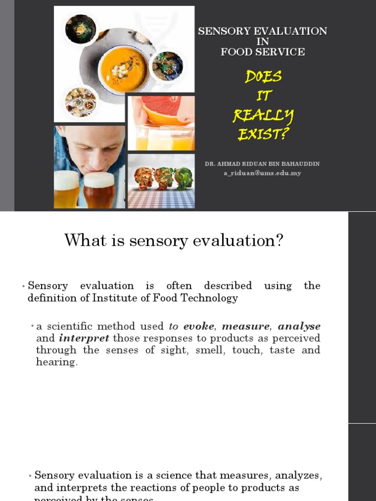 Lecture 9 - Sensory Evaluation in Food Service | PDF | Senses | Foodservice