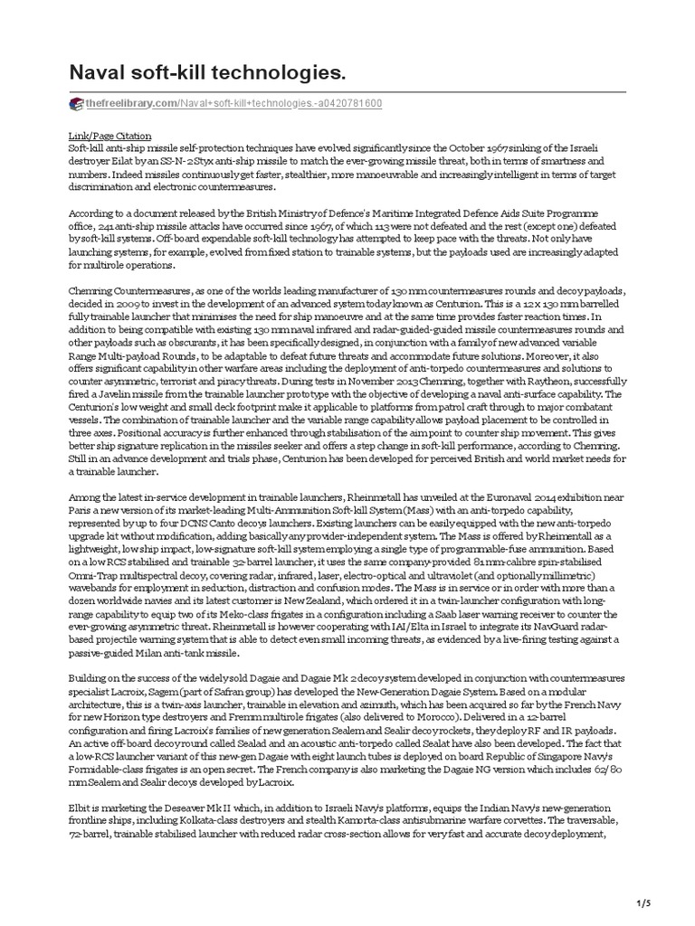 Naval Soft-Kill Technologies | PDF