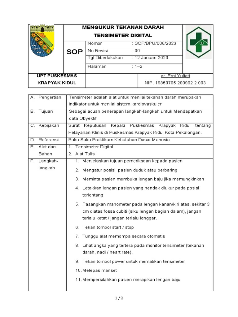 Sop Mengukur TD Digital | PDF