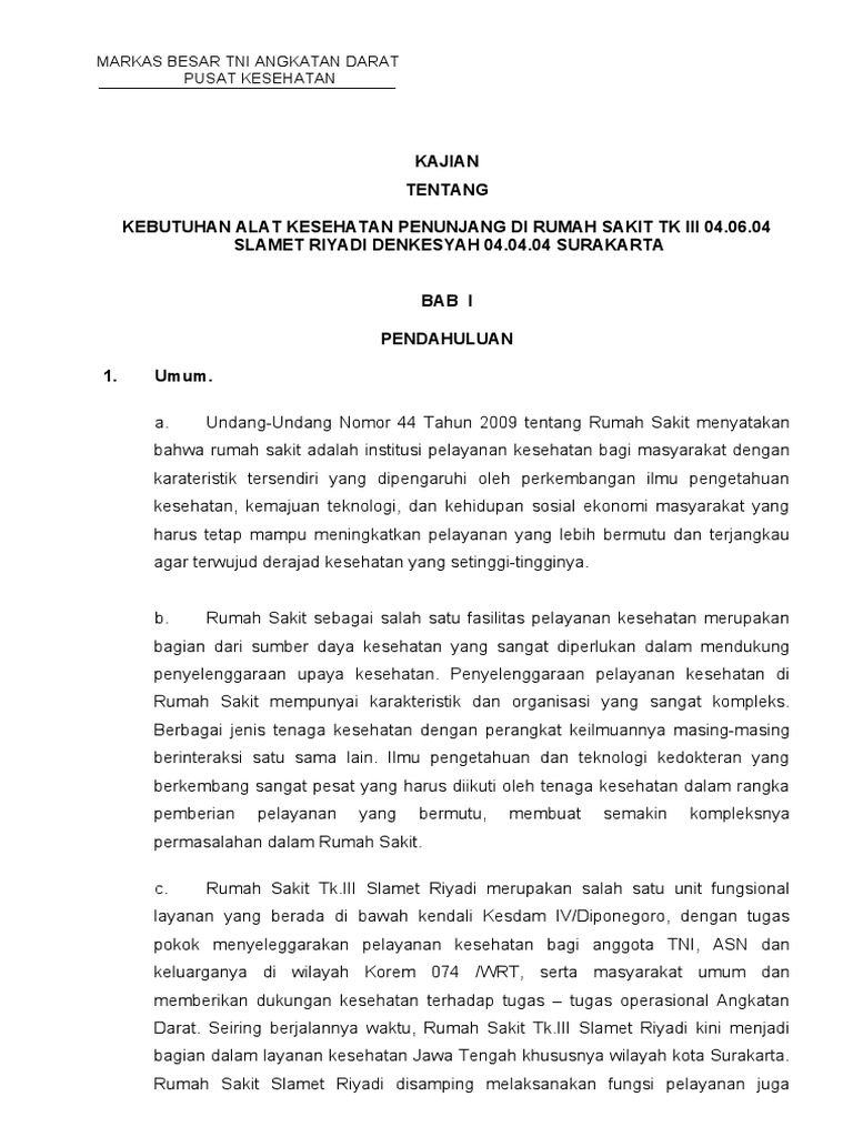 Kebutuhan Alkes RS Slamet Riyadi | PDF | Sains & Matematika