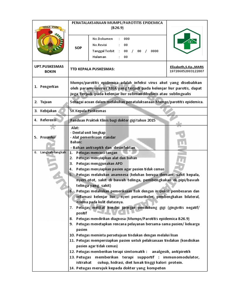 Tatalaksana Mumps dan Parotitis Epidemica | PDF
