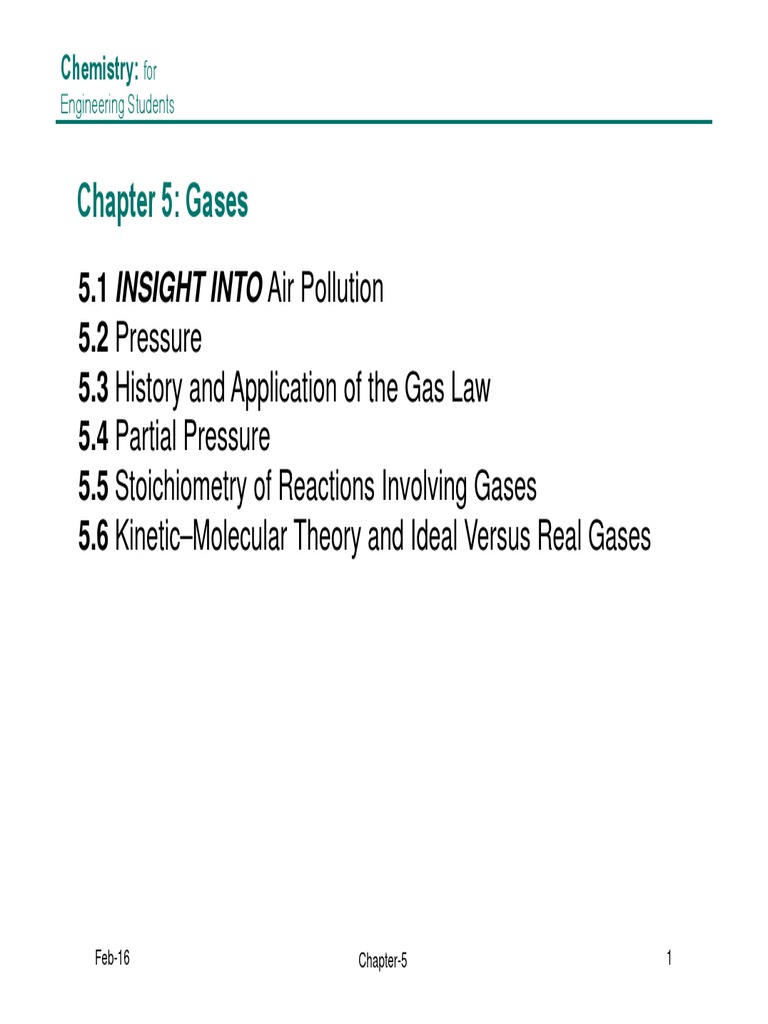 Chapter5 Gases STUD | PDF | Gases | Pressure Measurement