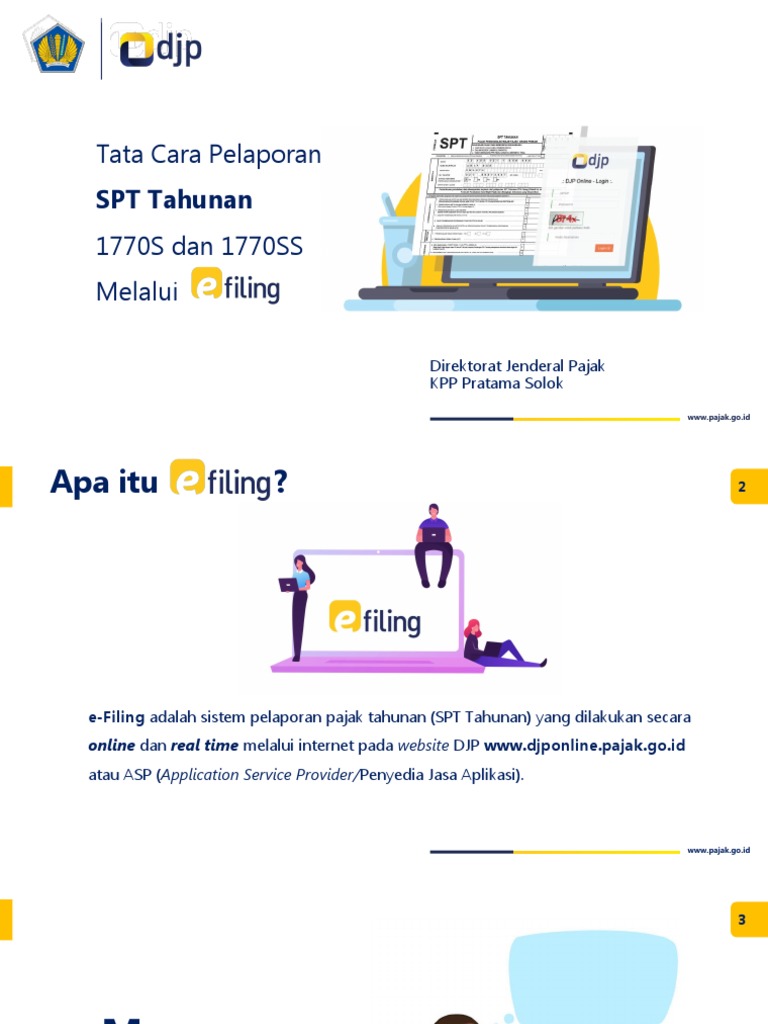 Tata Cara Pelaporan SPT Tahunan 1770S Dan 1770SS Melalui E-Filing | PDF