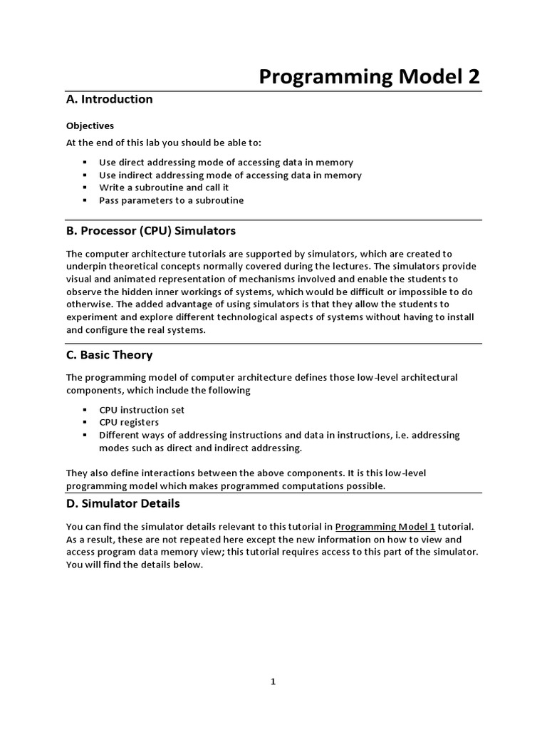 Programming Model 2 Tutorial | PDF | Central Processing Unit | Simulation