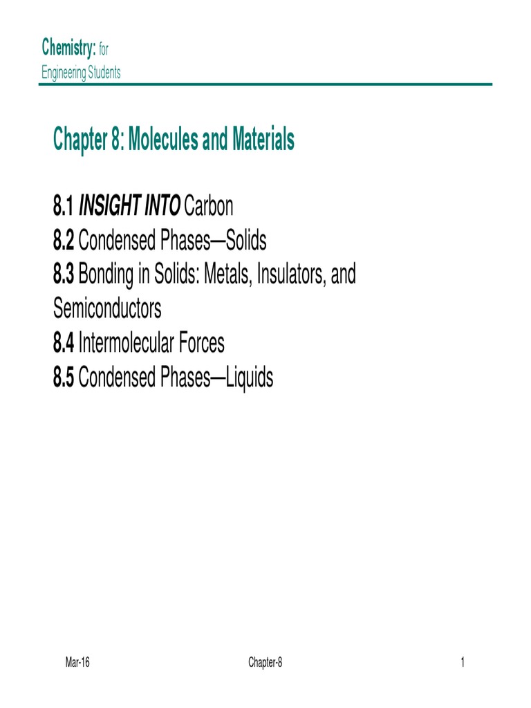 Chapter8 Molecules Materials STUD | PDF | Intermolecular Force | Liquids