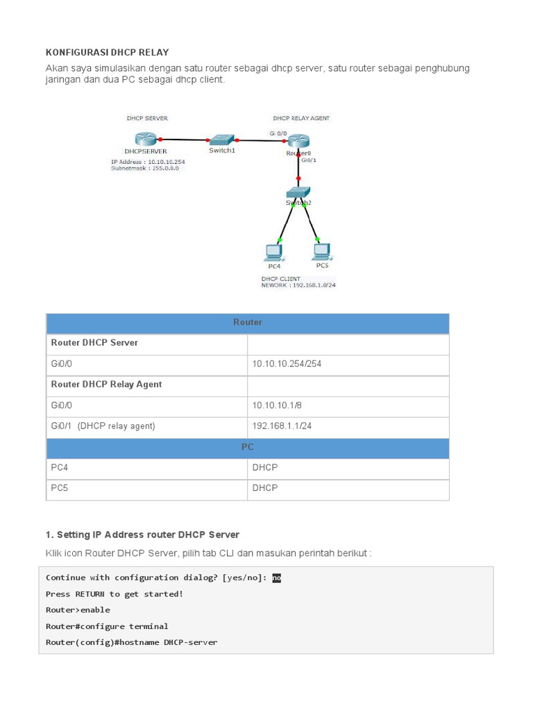 Jobsheet KONFIGURASI DHCP RELAY | PDF | Computer Engineering | Network Protocols