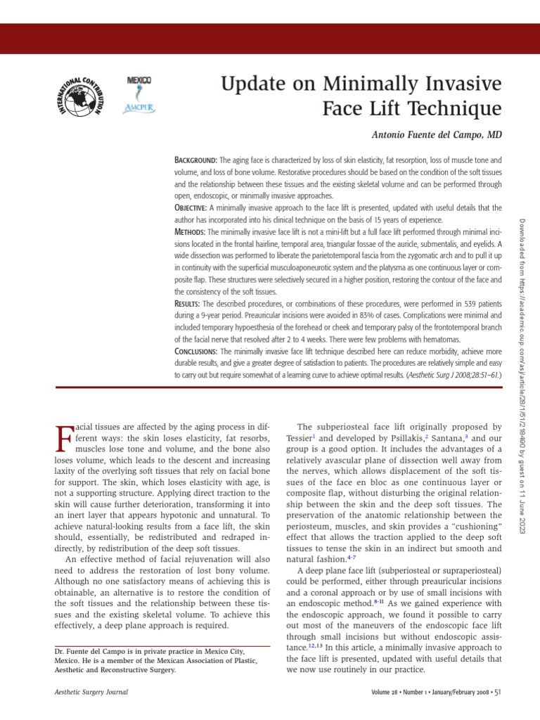 Subperiosteal Facelift With Suspension To Orbital Rim | PDF | Surgery ...