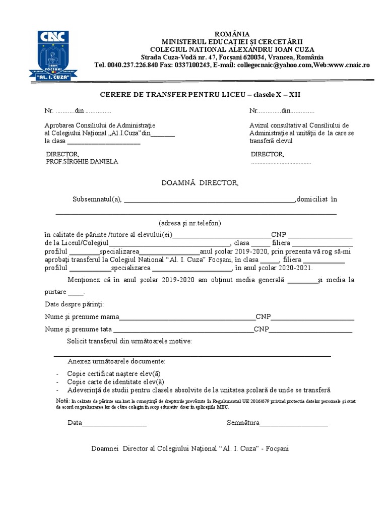 Cerere Transfer 2020 2021 X XII | PDF