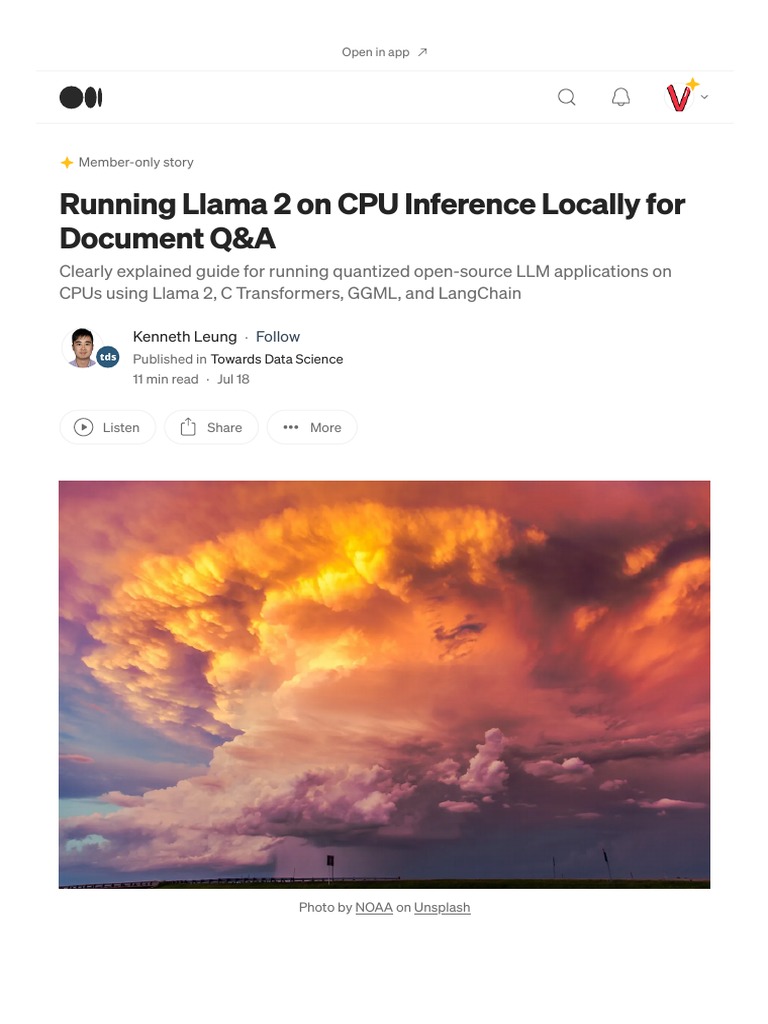 Running Llama 2 On CPU Inference Locally For Document Q&A - by Kenneth Leung - Jul, 2023 ...