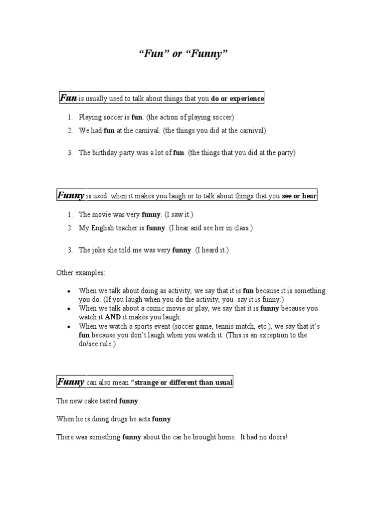 Fun vs. Funny: Usage Guide | PDF | Sports & Recreation