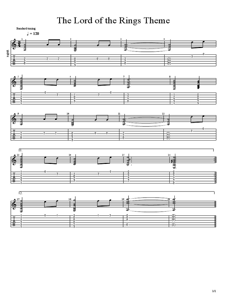 The Lord of The Rings Theme Guitar | PDF
