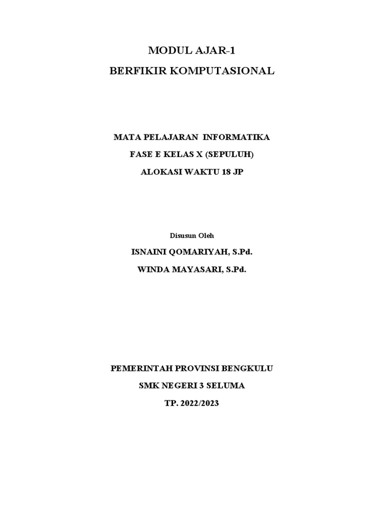 Informatika Kelas X | PDF