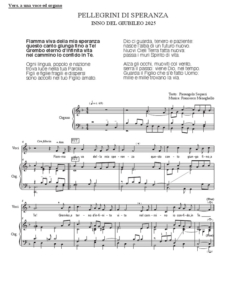 Spartito Inno Giubileo 2025 | PDF