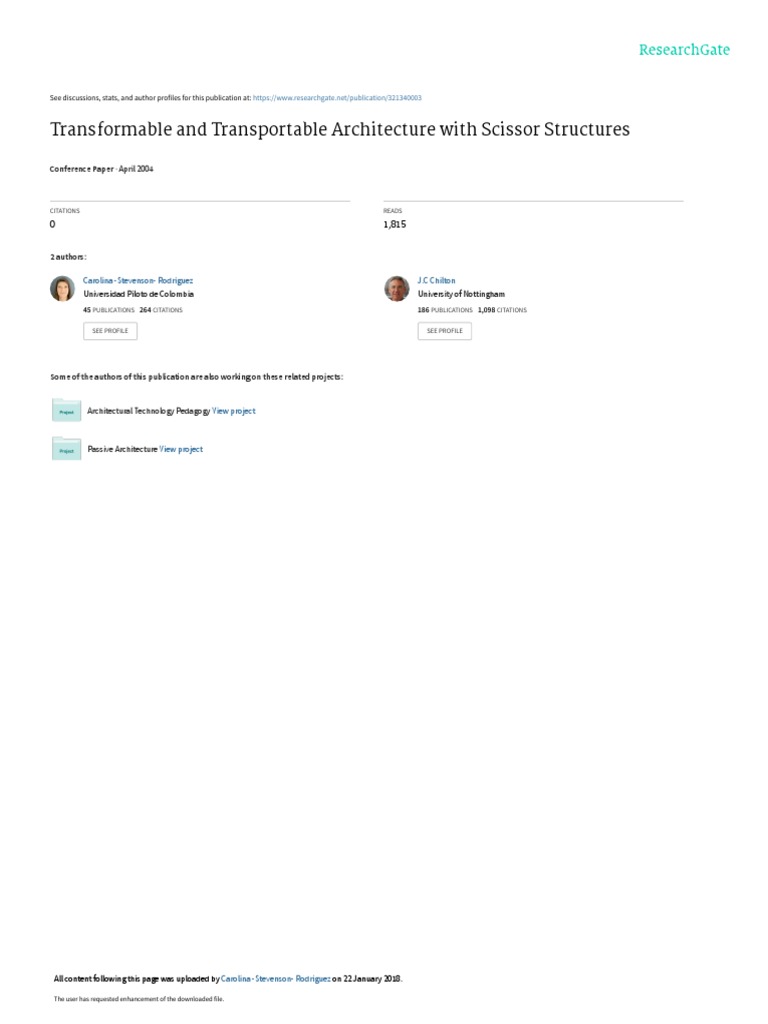 Transformable and Transportable Architecture With Scissors Structures | PDF | Natural ...