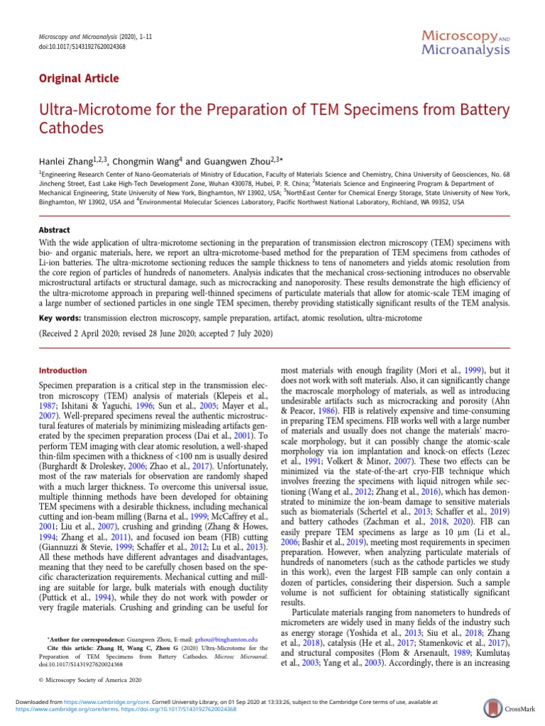 Ultra-Microtome For The Preparation of TEM Specimens From Battery ...