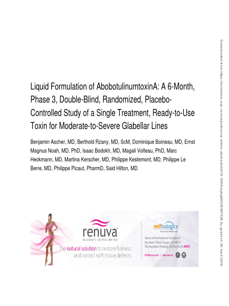 LL ALLUZIENCE Liquid Formulation of AbobotulinumtoxinA a 6-Month | PDF ...
