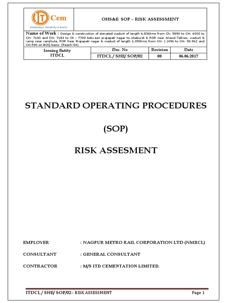 SOP - 02 - Risk Assessment | PDF | Risk | Occupational Safety And Health