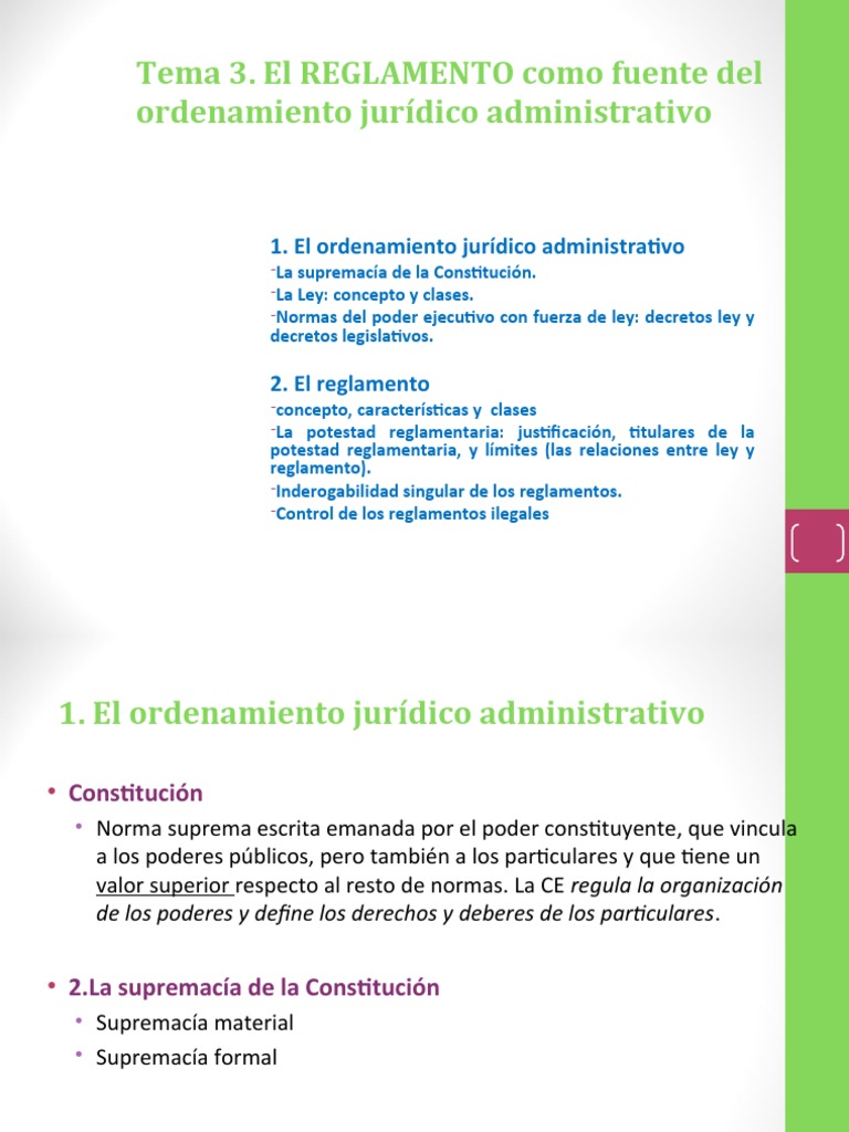 Tema 3 - El Reglamento | PDF | Regulación | Constitución