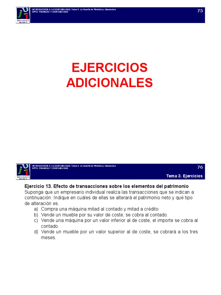 T3 - Perdidas y Ganancias - Ejercicios Adicionales | PDF