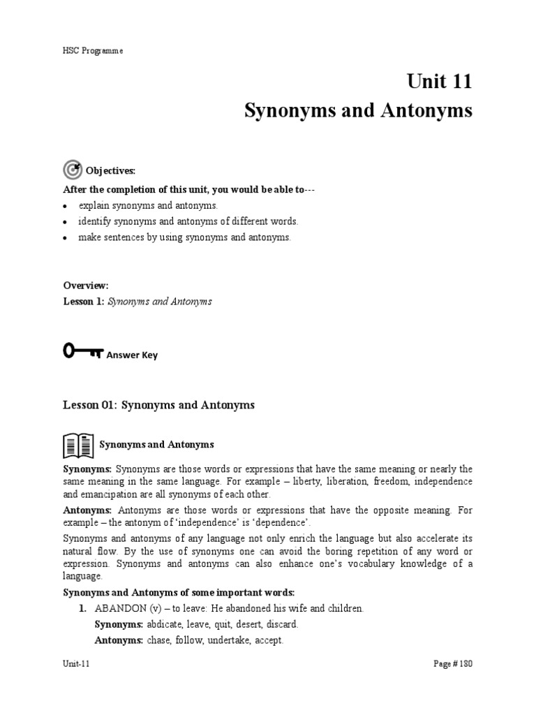 Synonyms and Antonyms Guide | PDF