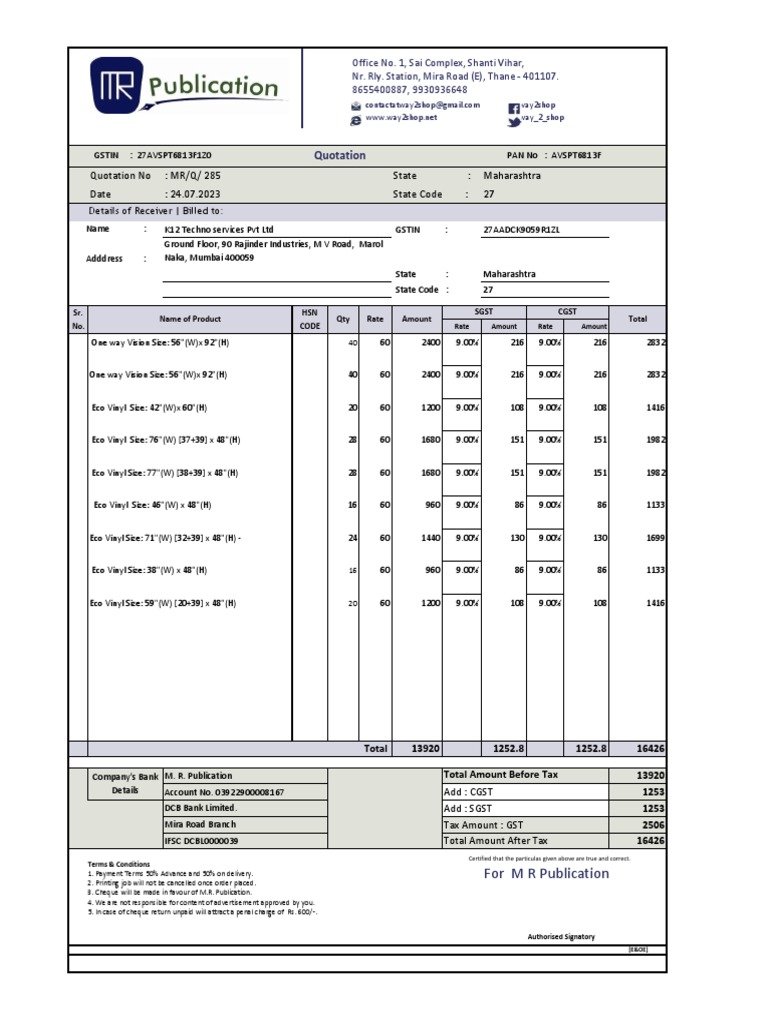 K12 Techno Services Pvt Ltd Quotation | PDF | Public Law | Governance
