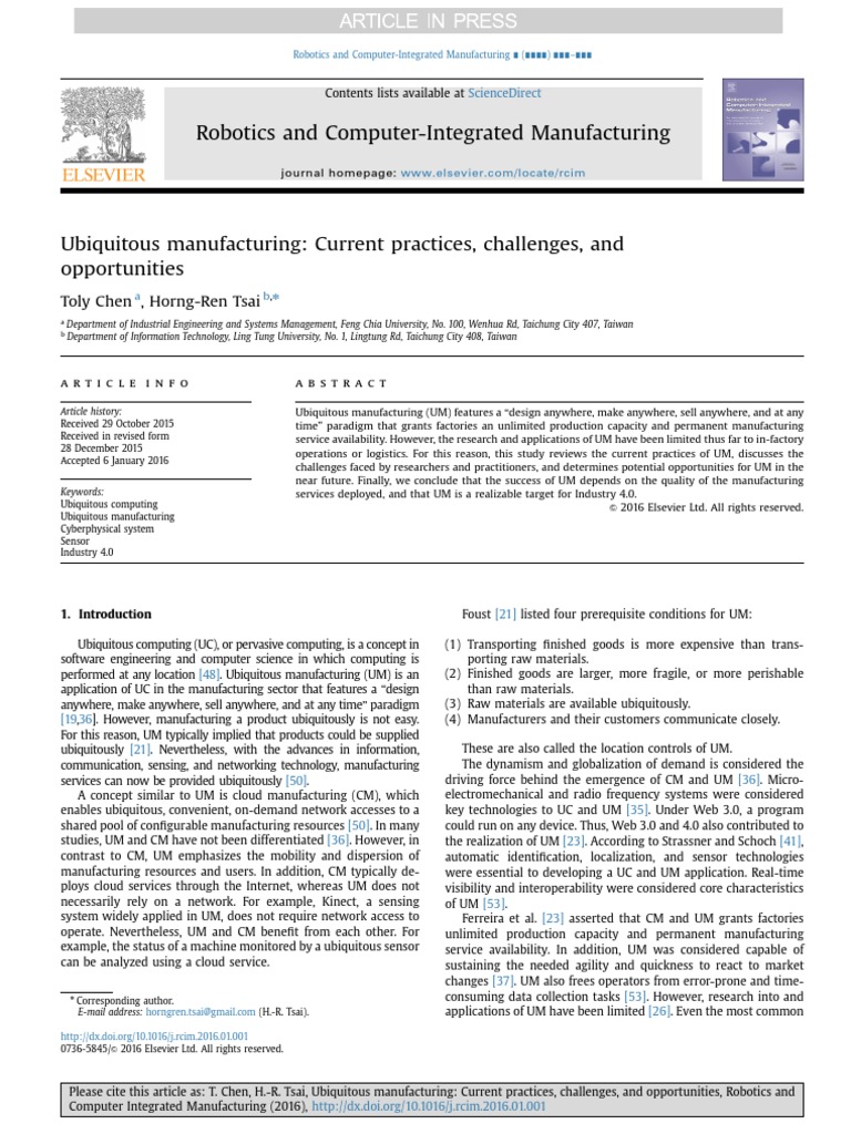Ubiquitous Manufacturing | PDF | Cloud Computing | Radio Frequency Identification