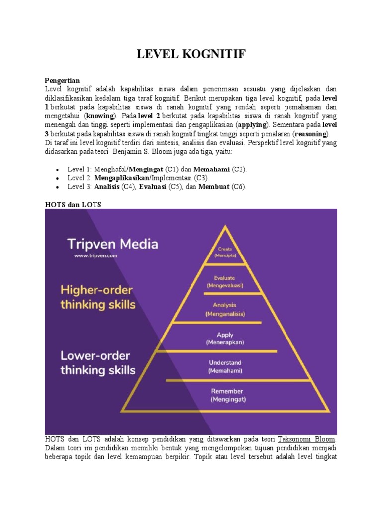 LEVEL KOGNITIF | PDF