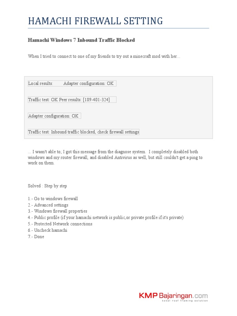 Accurate - Setting Hamachi Firewall | PDF