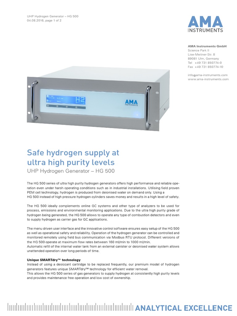 AMA Instruments Datasheet HG500 160 ML Min | PDF | Water | Chemistry