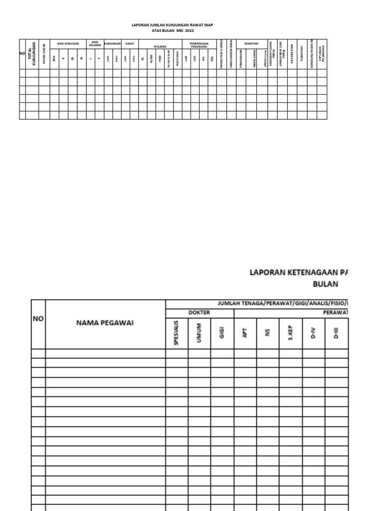 Format Laporan Ranap Perina | PDF