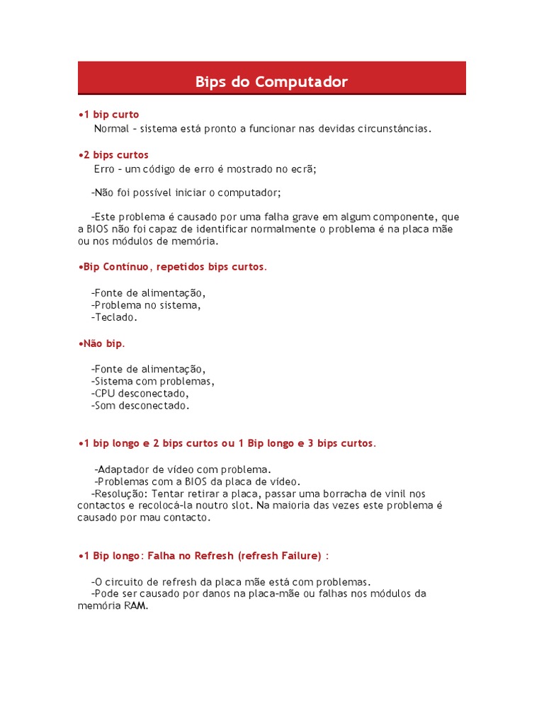 Bips Do Computador | PDF