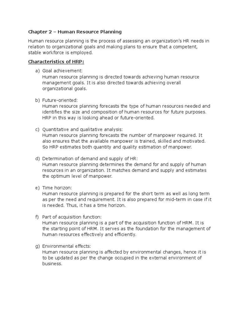 Human Resource Planning Overview | PDF | Human Resource Management ...