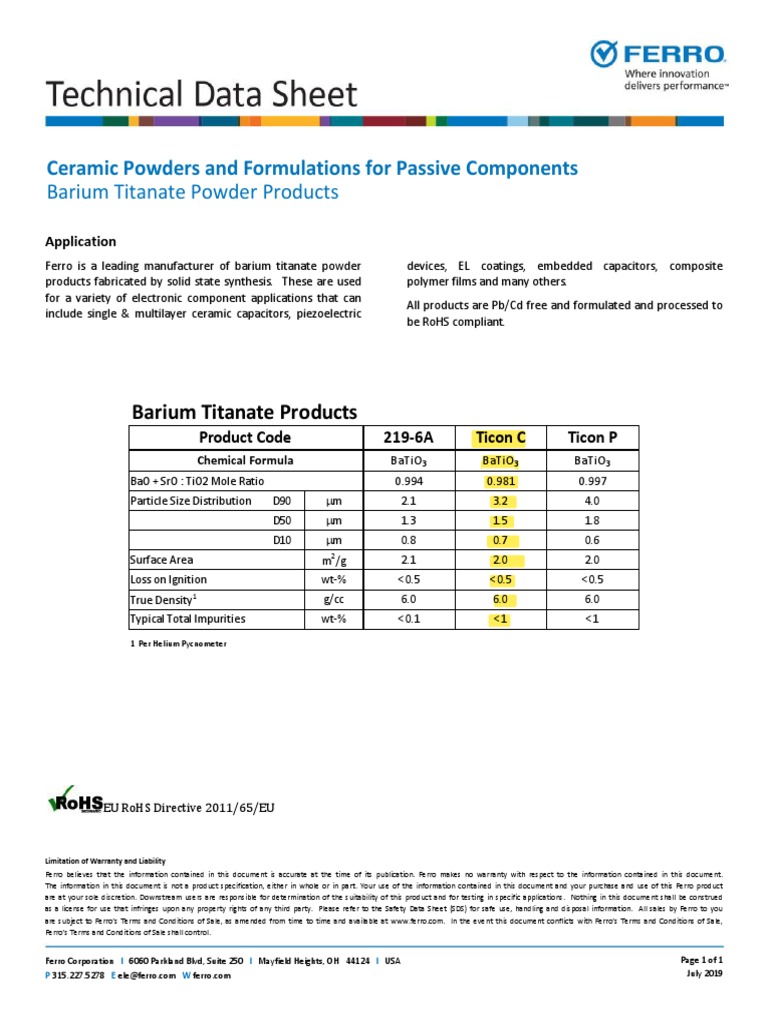 Barium Titanate Powder for Electronics | PDF