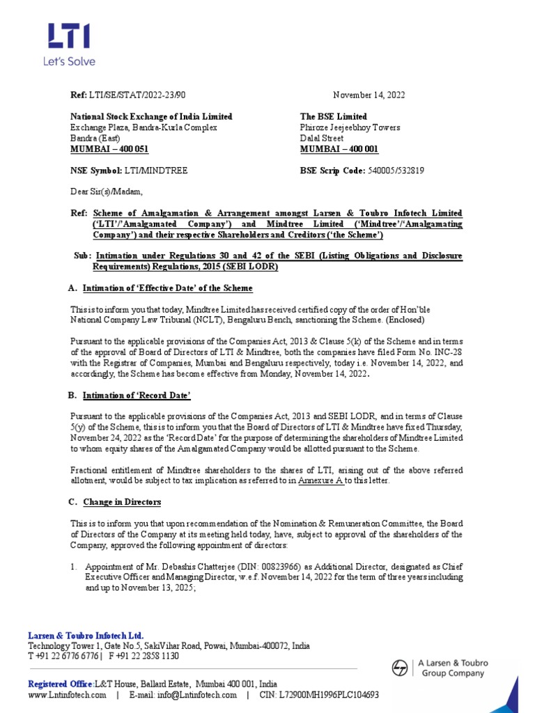 Ltimindtree 1-1 Merged | PDF | Financial Markets | Companies