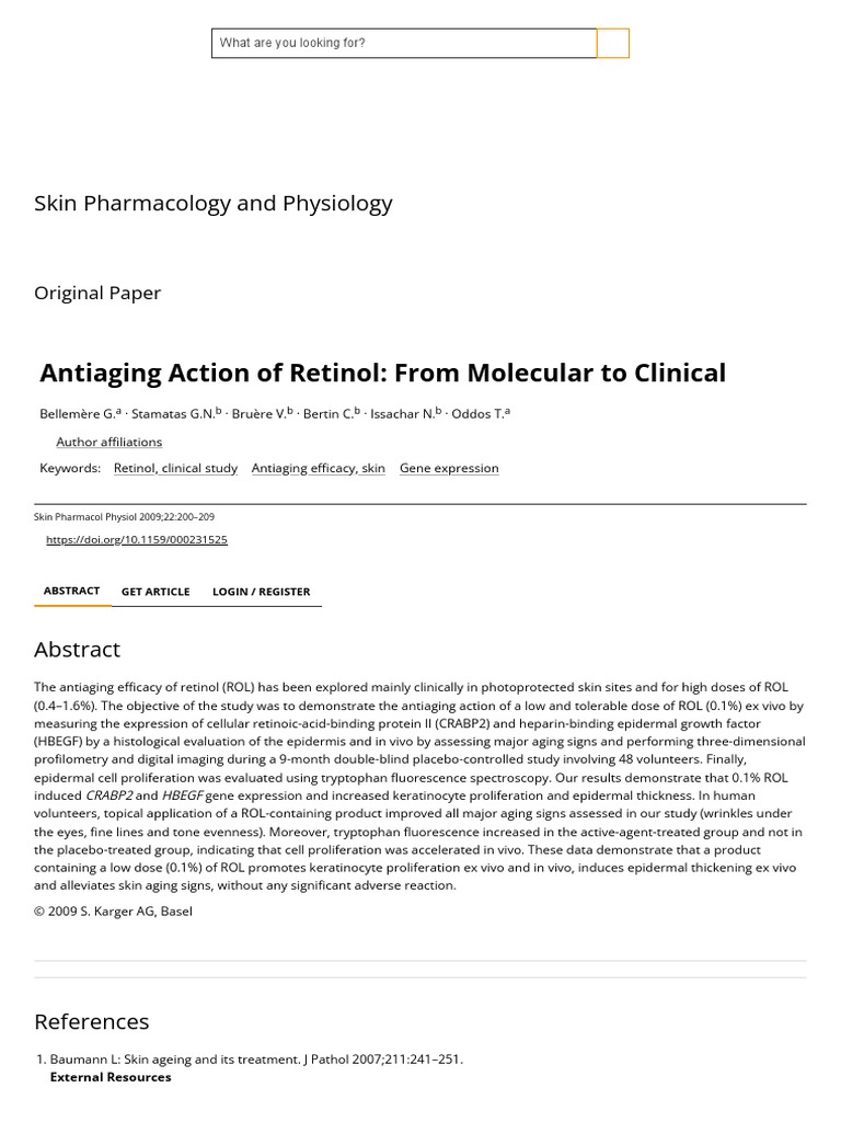 Antiaging Action of Retinol - From Molecular To Clinical - Epidermis ...