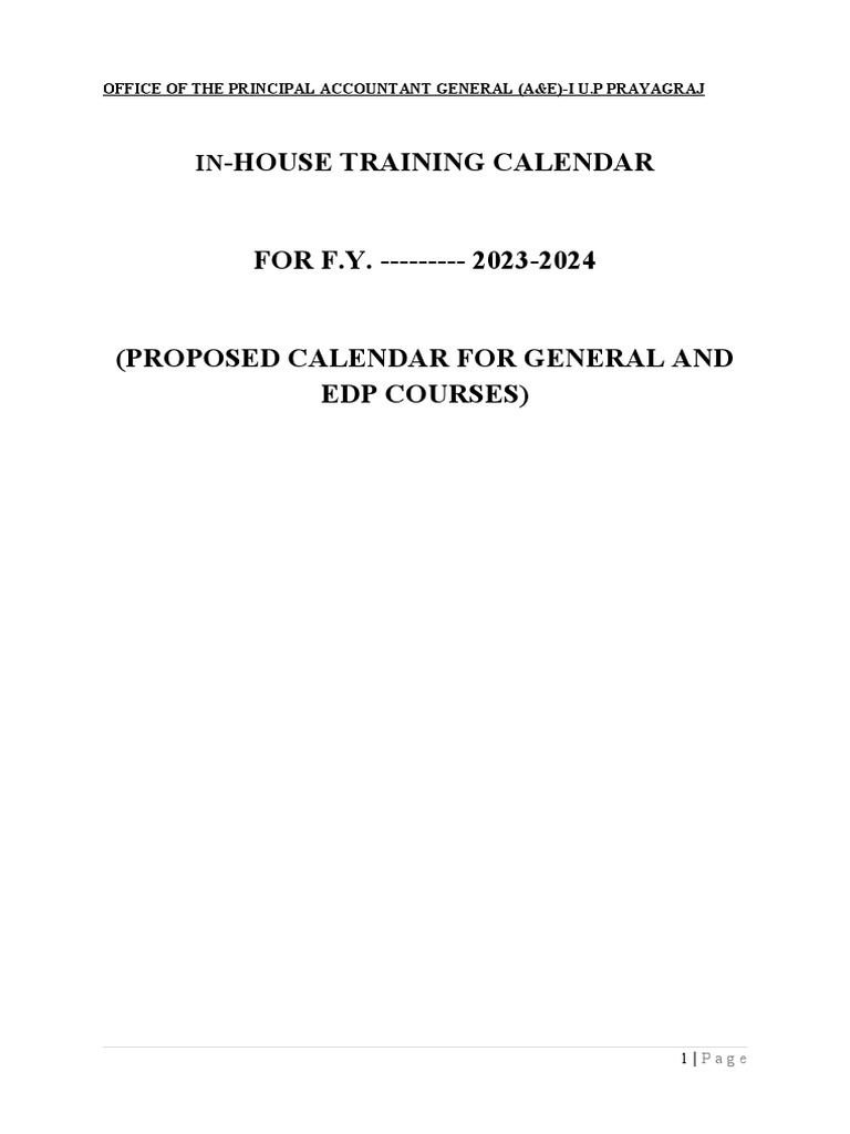 Proposed Calendar (EDP Course) - 2023-24 | PDF