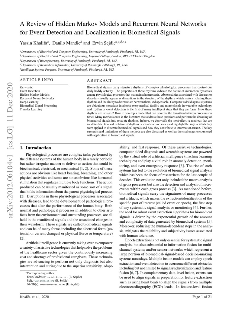 Khalifa Et Al 2021 A Review Of Hidden Markov Models And Recurrent Neural Networks For Event