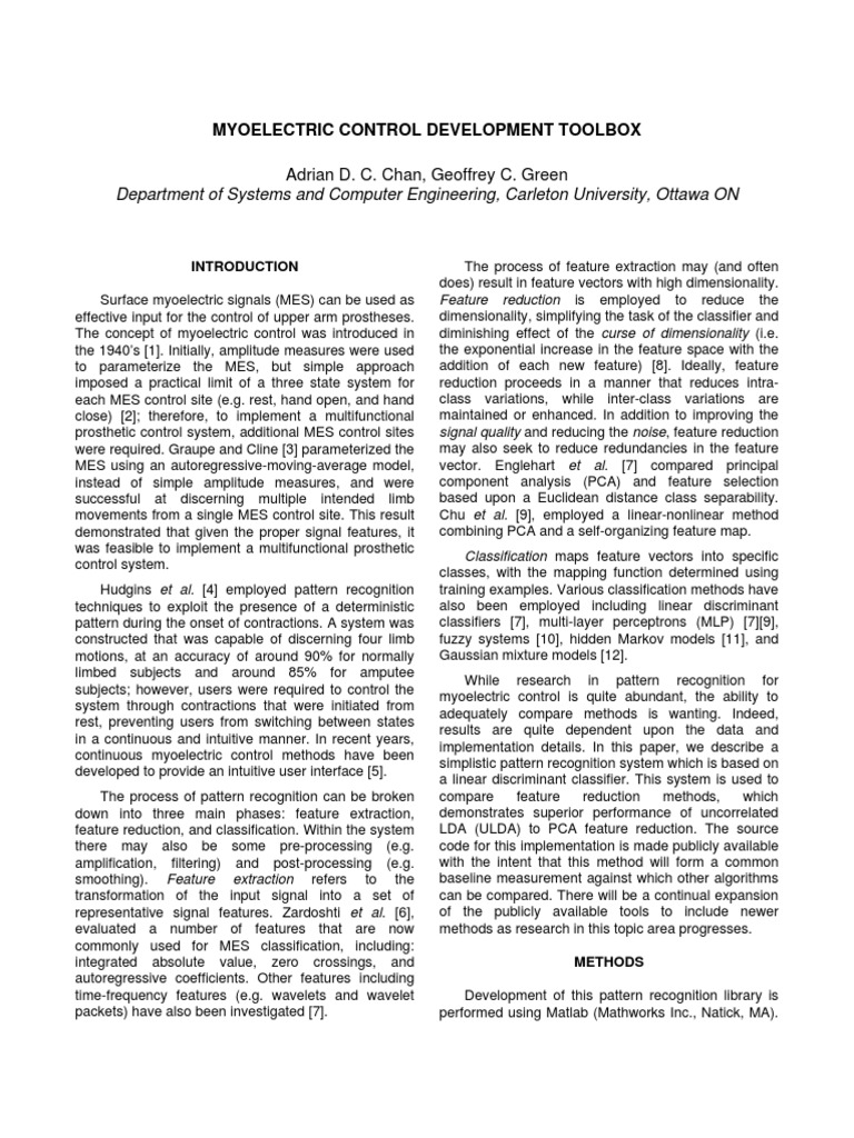 Myoelectric Control Toolbox | PDF