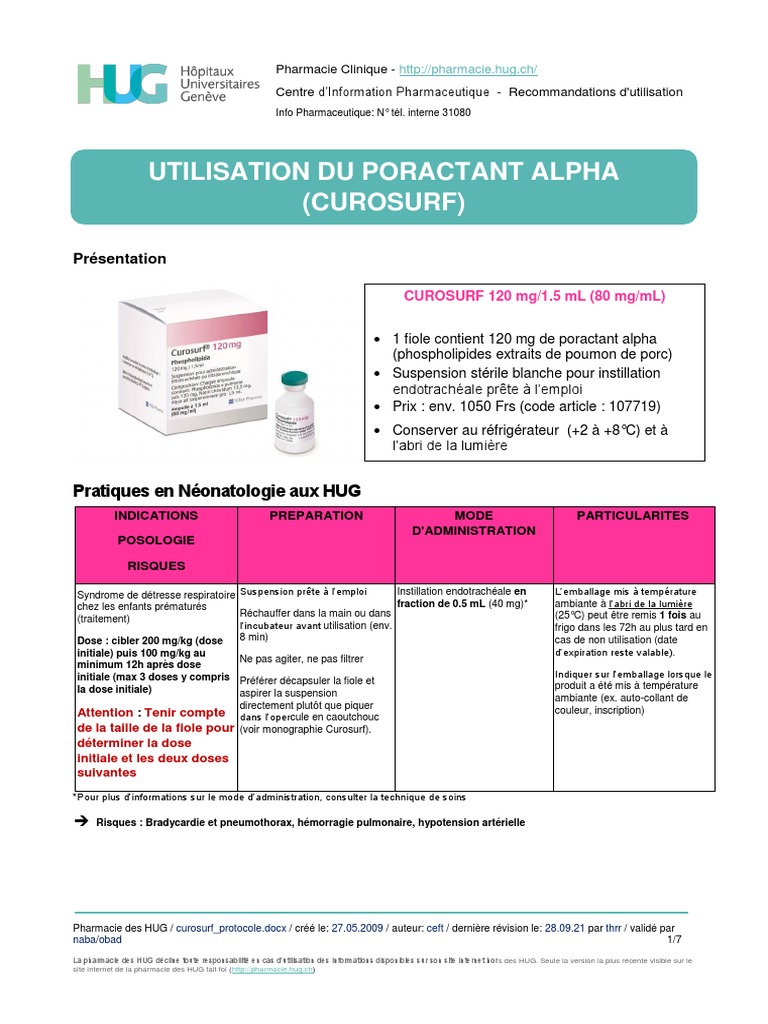 Curosurf Protocole | PDF | Respiration | Système respiratoire