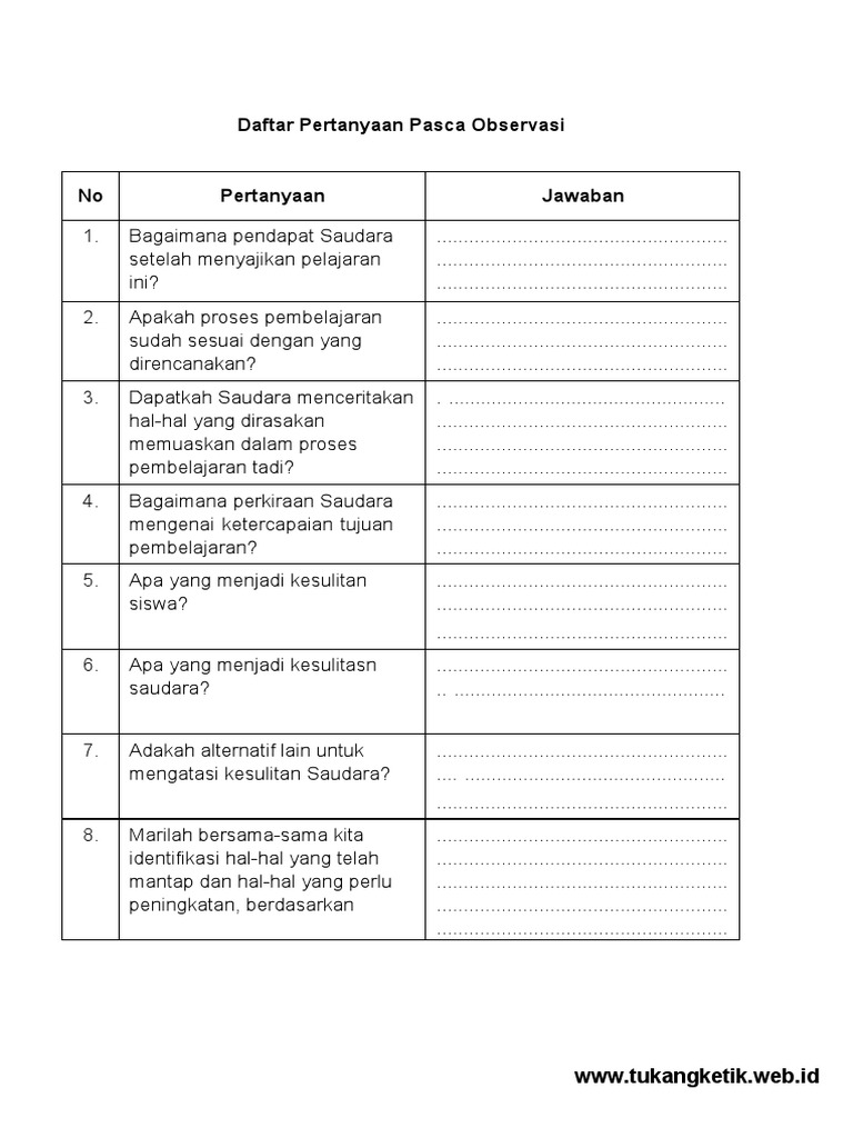 Wawancara Supervisi Guru Pasca Observasi - Tukang Ketik | PDF