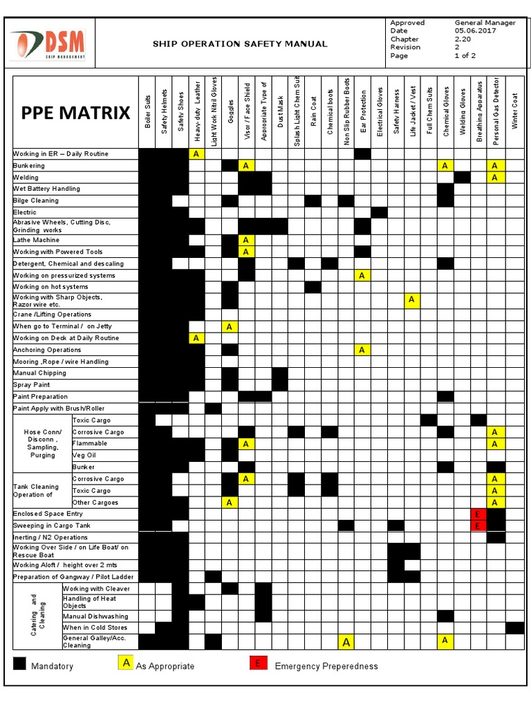 2.20 PPE Matrix | PDF | Personal Protective Equipment | Glove