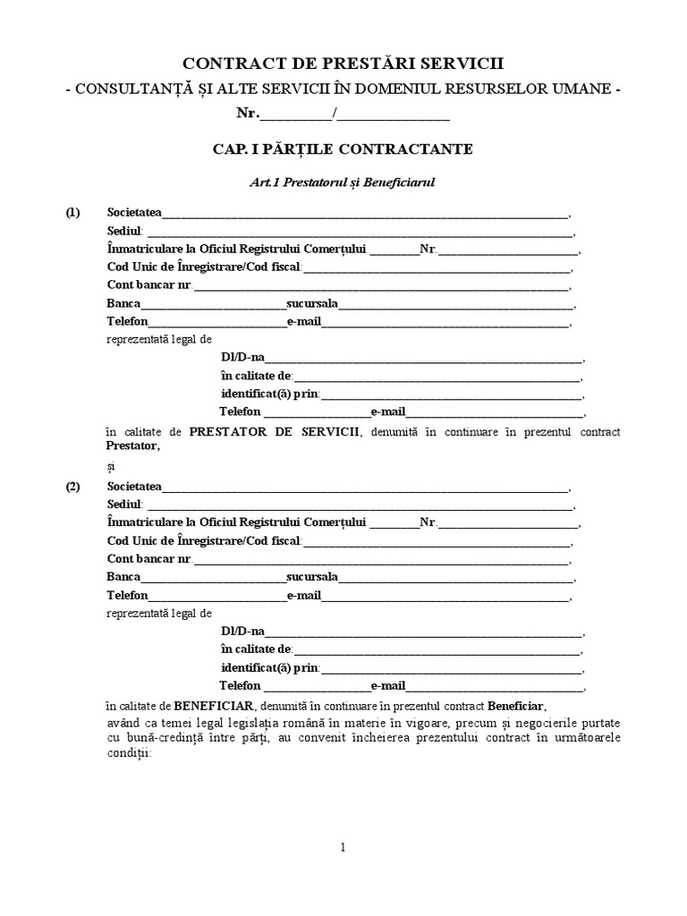 Contract de Prestari Servicii - Consultanta Si Alte PCON069jrjfr | PDF