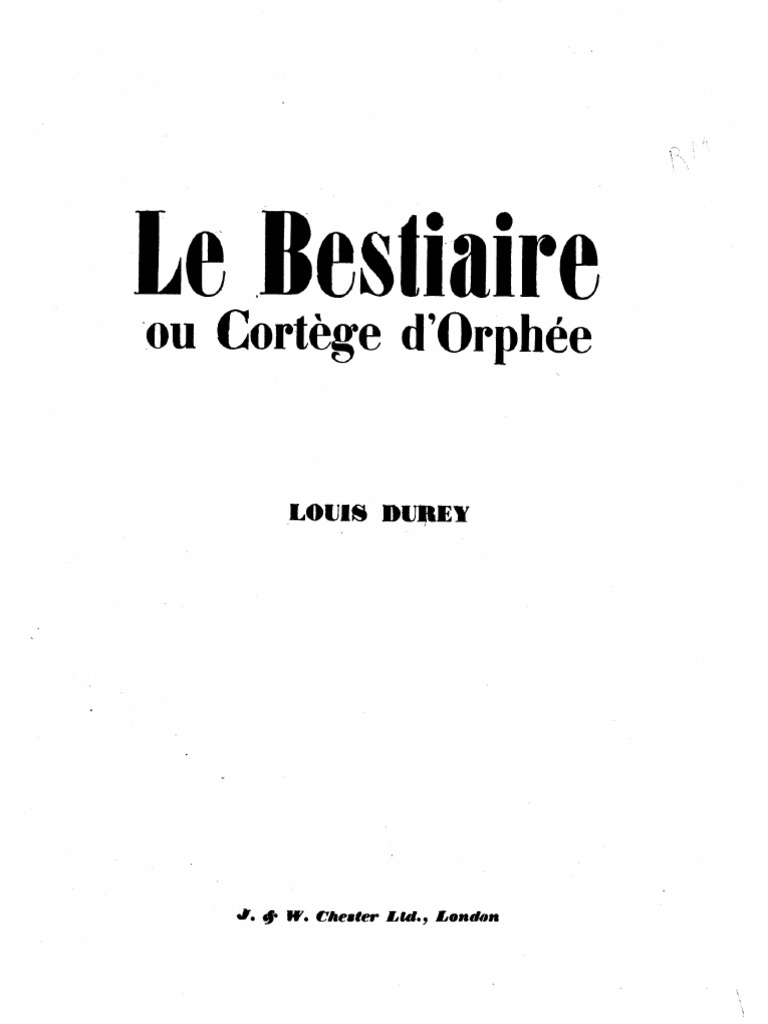 Le Bestiaire (Durey) | PDF