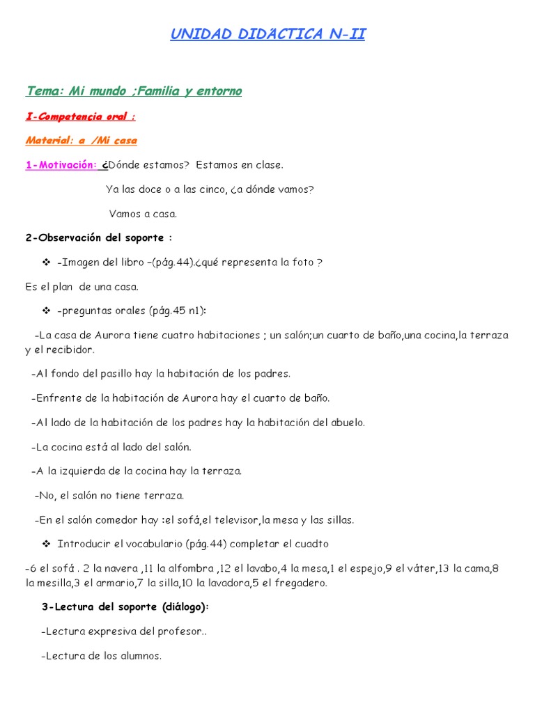 Mi familia y entorno en la clase | PDF | Adjetivo | Verbo