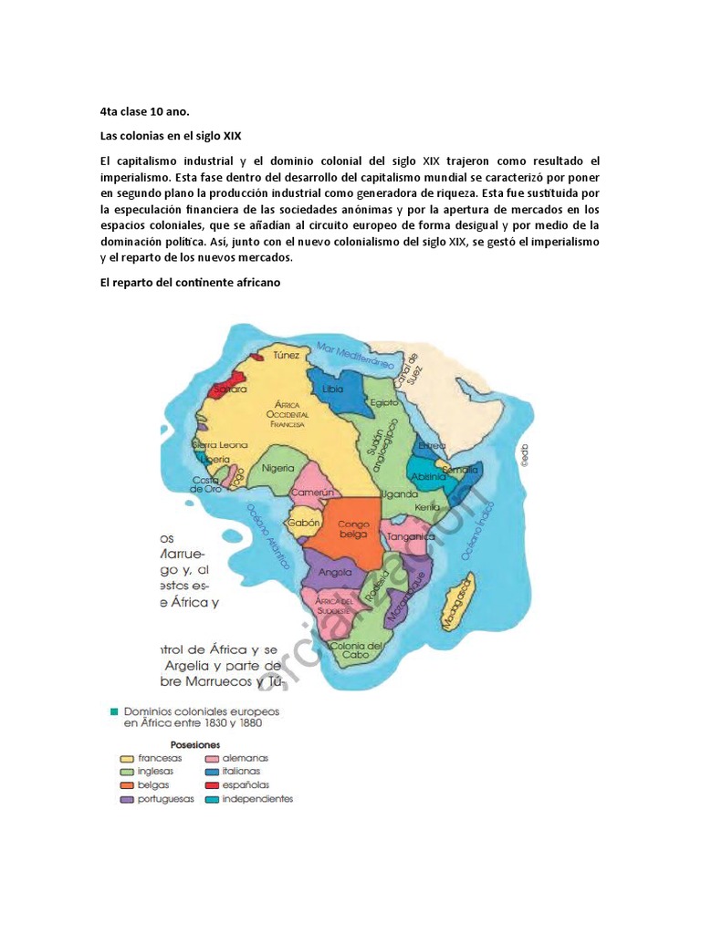 Reparto colonial de África en el XIX | PDF | Colonialismo | África