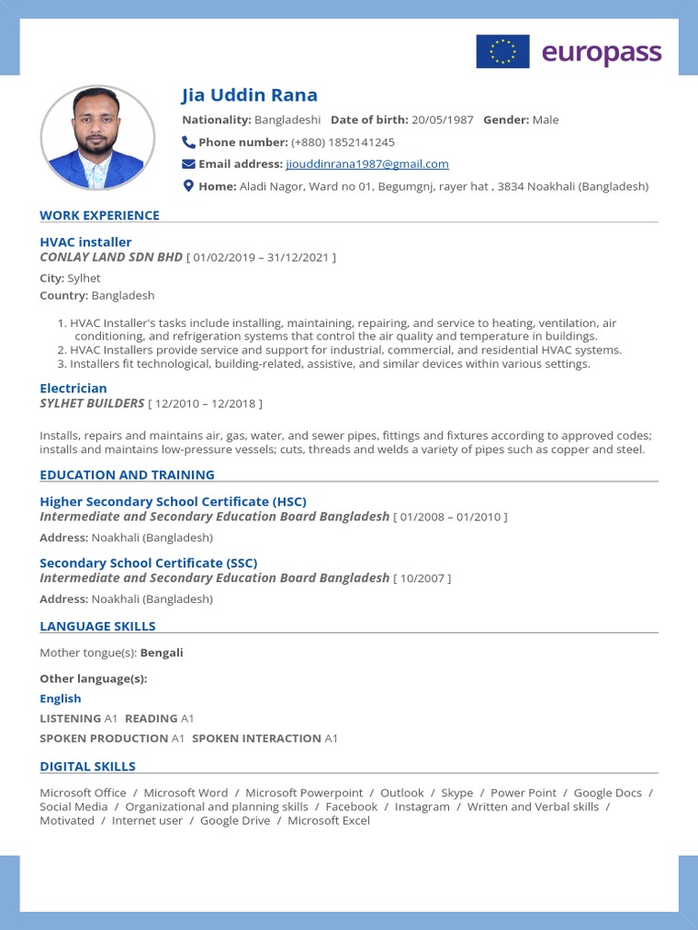 CV - Jia Uddin Rana | PDF