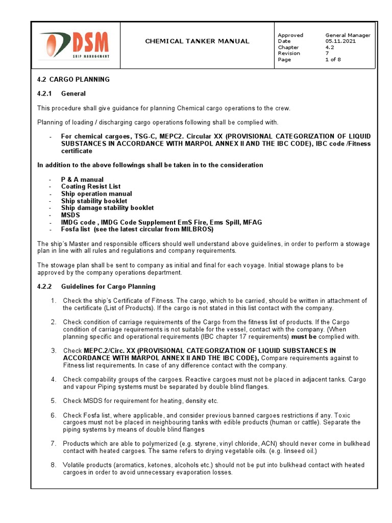4.2 Cargo Planning | PDF | Ships | Oil Tanker