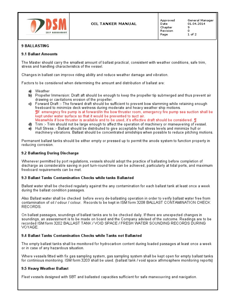 9 Ballasting | PDF | Ships | Oil Tanker