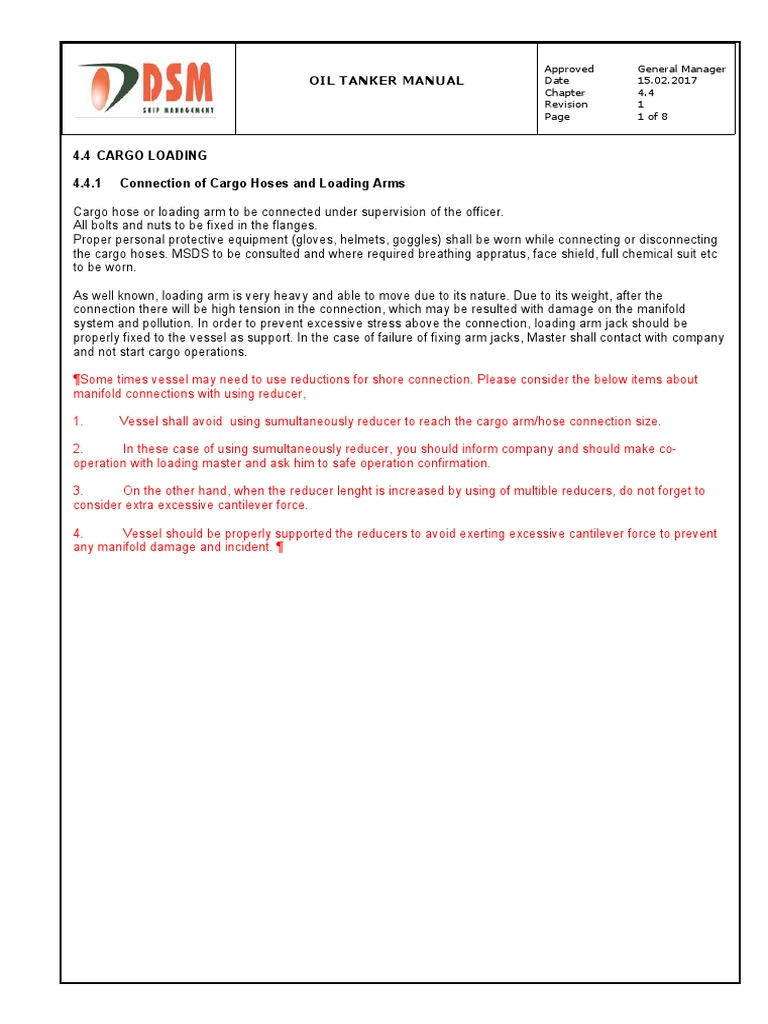 4.4 Cargo Loading | Download Free PDF | Oil Tanker | Pipeline Transport
