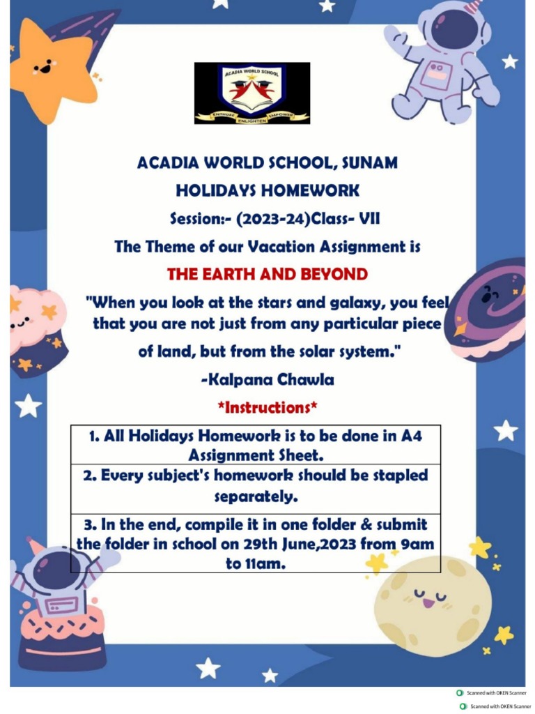 Class-7 Holiday Homework | PDF